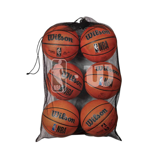 Saco Wilson NBA 6 Ball Mesh Carry Black-Silver - Basketball Emotion