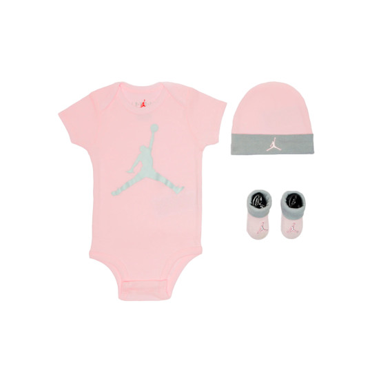 Kit Jordan Mono-Gorro-Patucos Jumpman Bebé Pink Foam - Basketball Emotion