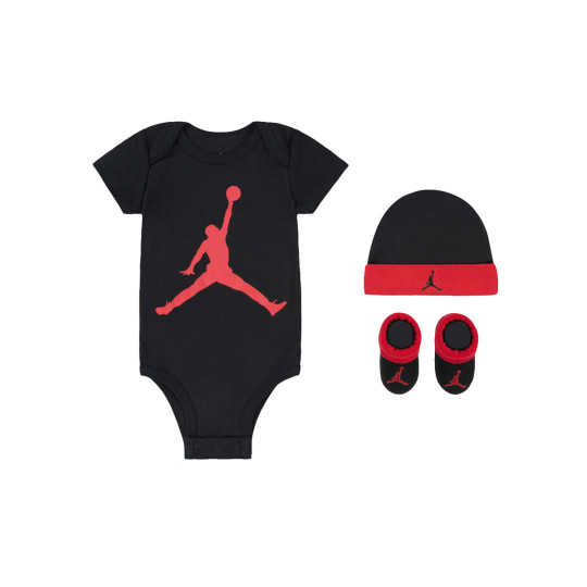 Kit Jordan Mono-Gorro-Patucos Jumpman Bebé Black-Gym Red - Basketball ...