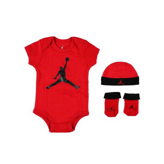 Kit Jordan Mono-Gorro-Patucos Jumpman Bebé Gym Red-Black - Basketball ...