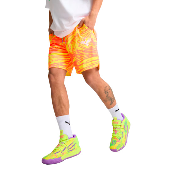 Pantalón corto Puma Melo Spark Yellow Burst-Aop - Basketball Emotion