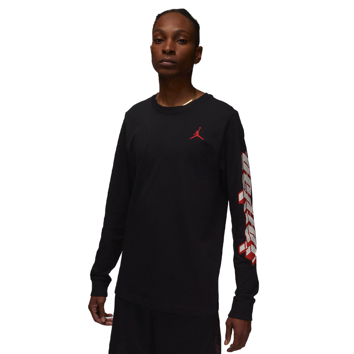 Camiseta Jordan Brand Ls Gfx Crew Black/Gym Red/Gym Red - Basketball Emotion
