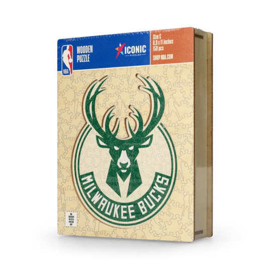 ICONIC PUZZLES Milwaukee Bucks Logo Size S (150 Pcs) Wooden Puzzle ...